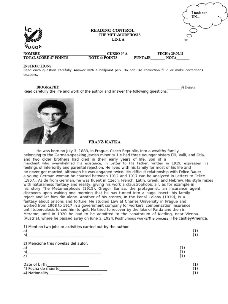 Kafka's Life and The Metamorphosis Analysis | PDF | The Metamorphosis ...