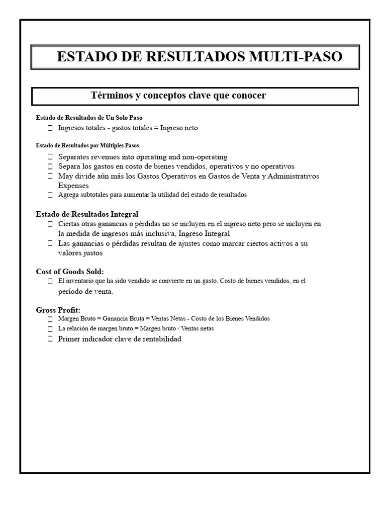 3.0 Estado de Resultados | PDF | Estado de resultados | Margen bruto