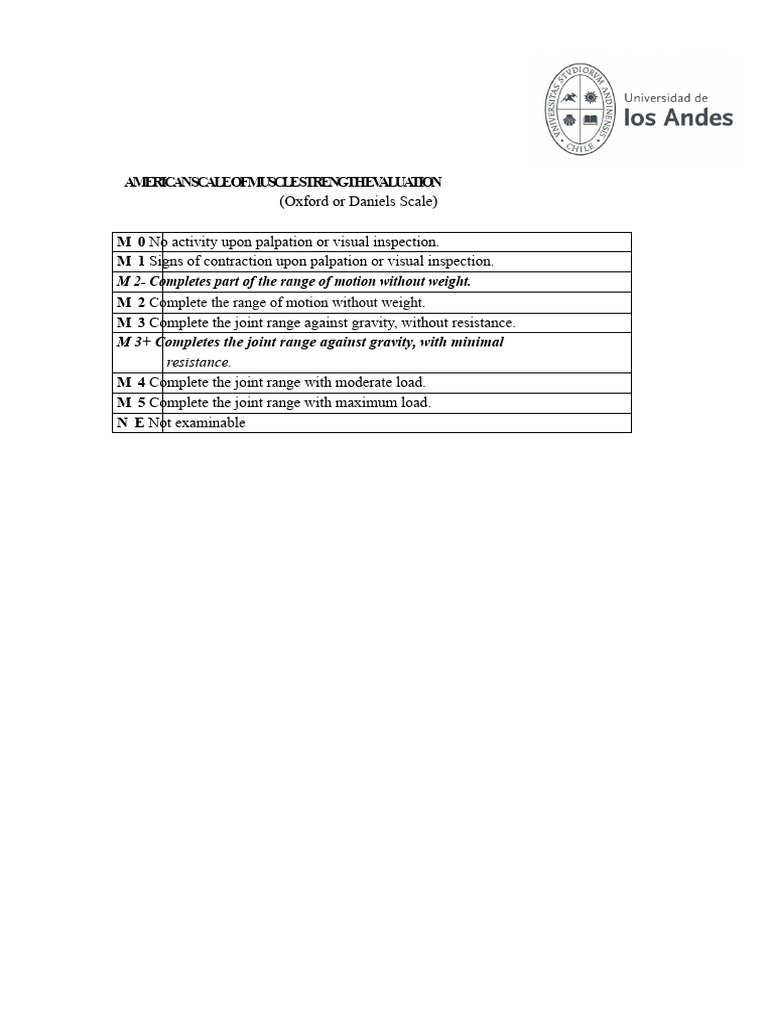 American Muscle Strength Evaluation Scale | PDF