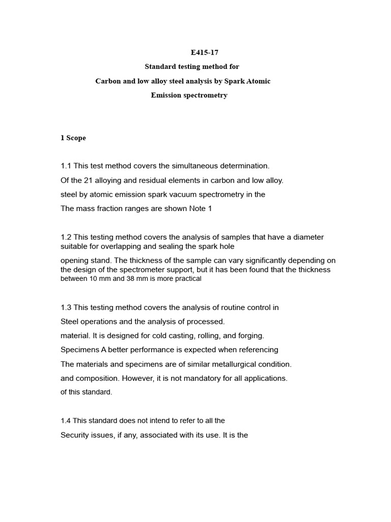 Spark Emission Spectrometry for Steel Analysis | PDF | Spectroscopy ...