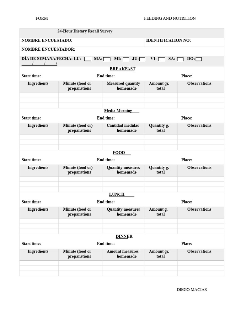 Feeding Forms | PDF | Foods | Pasta