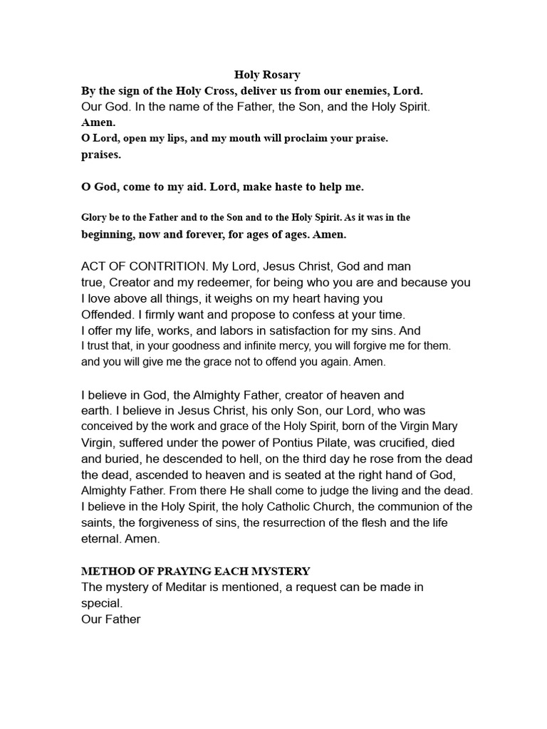 Prayers and Mysteries of the Holy Rosary | PDF | Mary, Mother Of Jesus ...