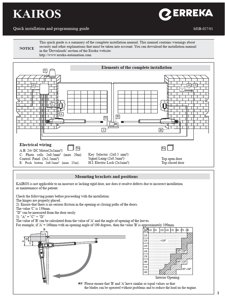 Manual - Erreka Kairos | PDF | Door | Electrical Connector