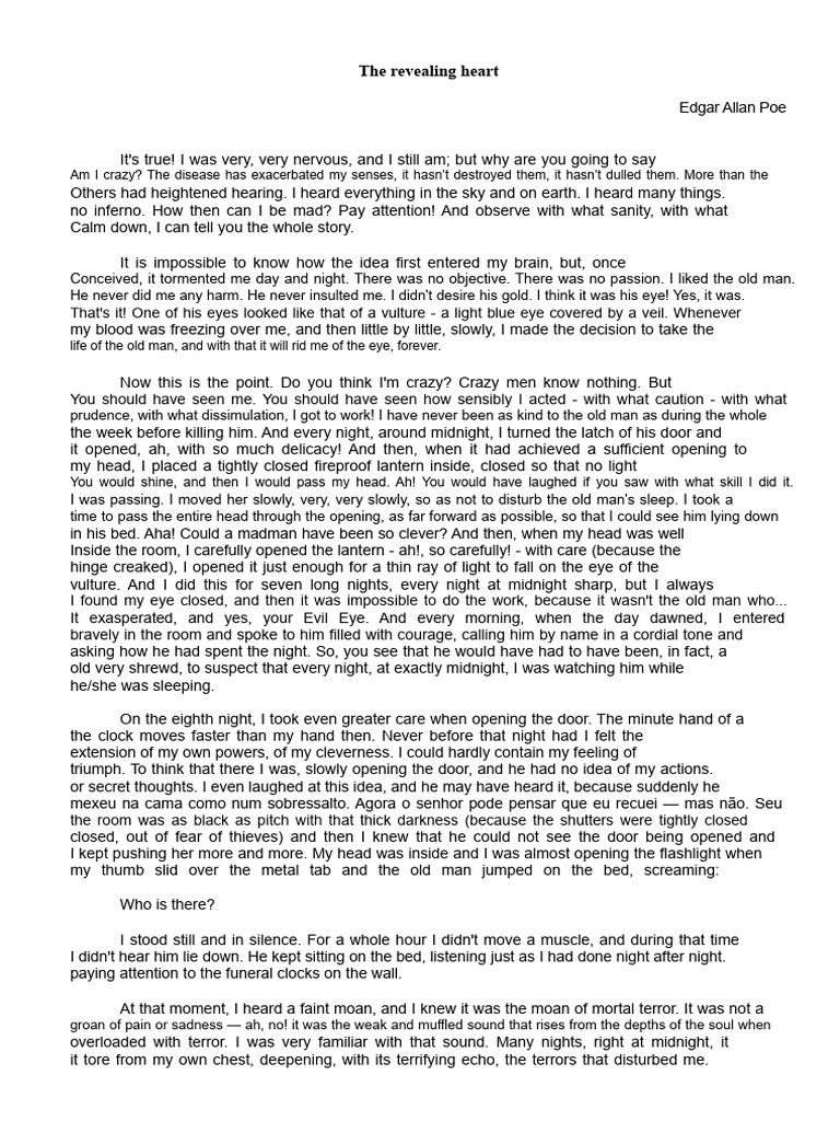 Tale by Edgar Allan Poe The Tell-Tale Heart | PDF
