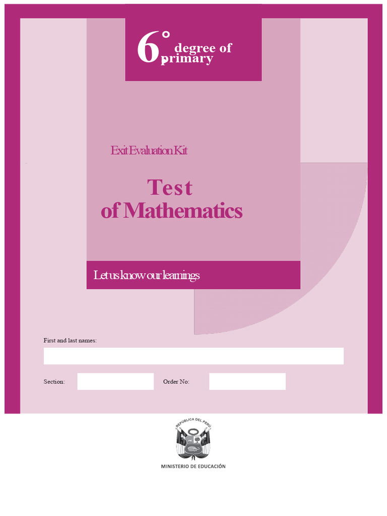 6th Grade Math Exit Evaluation Kit | PDF | Angle | Area