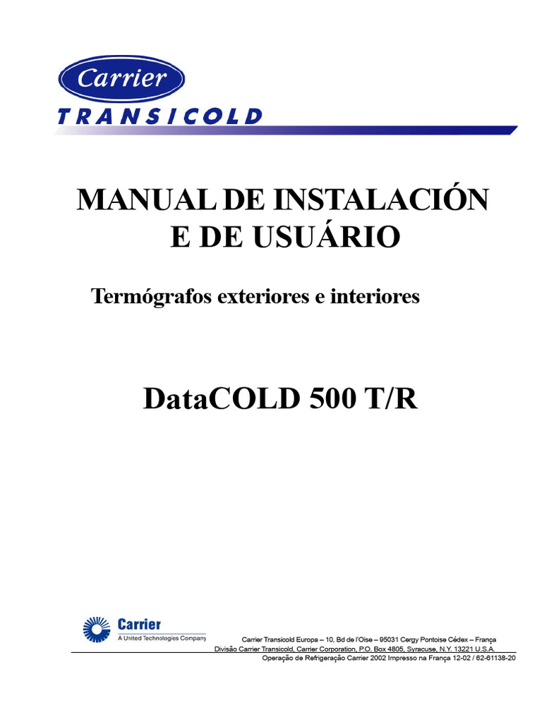 Manual de Instalação DataCOLD 500 T/R | PDF | Conector elétrico ...
