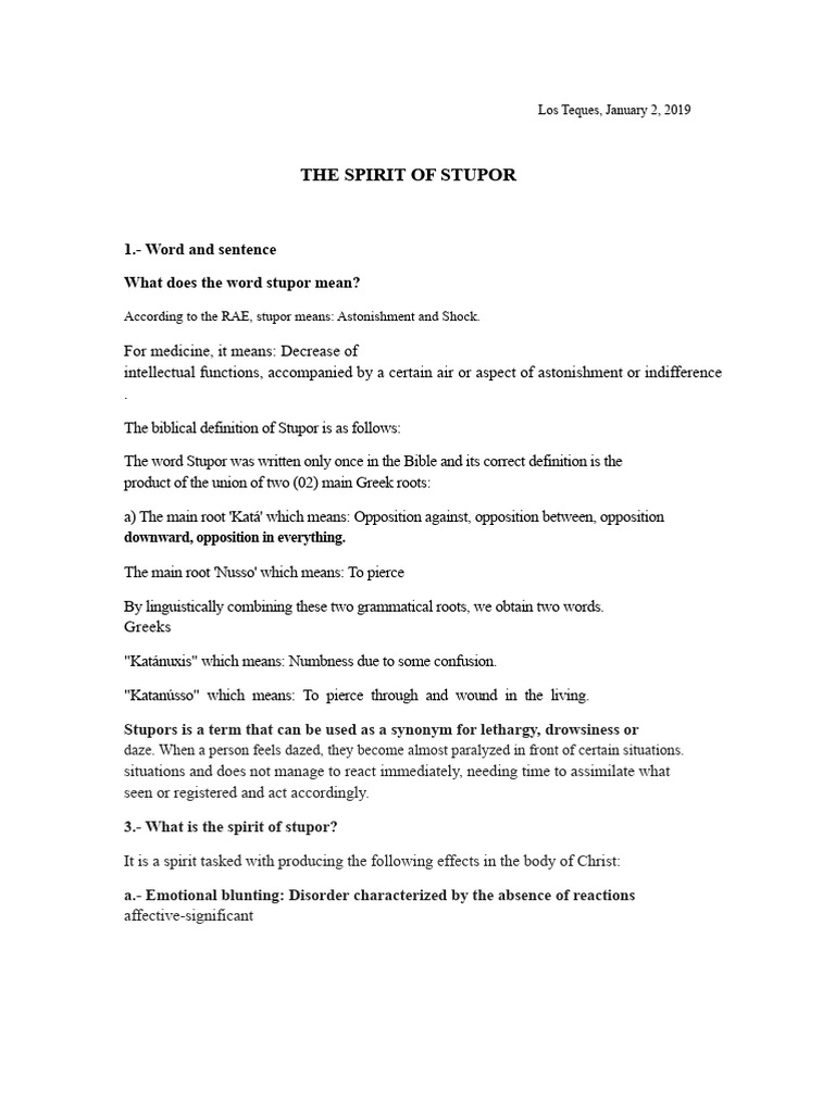 The Spirit of Stupor | PDF