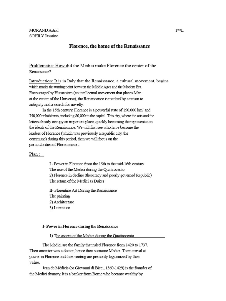 Presentation Florence | PDF | House Of Medici | Renaissance