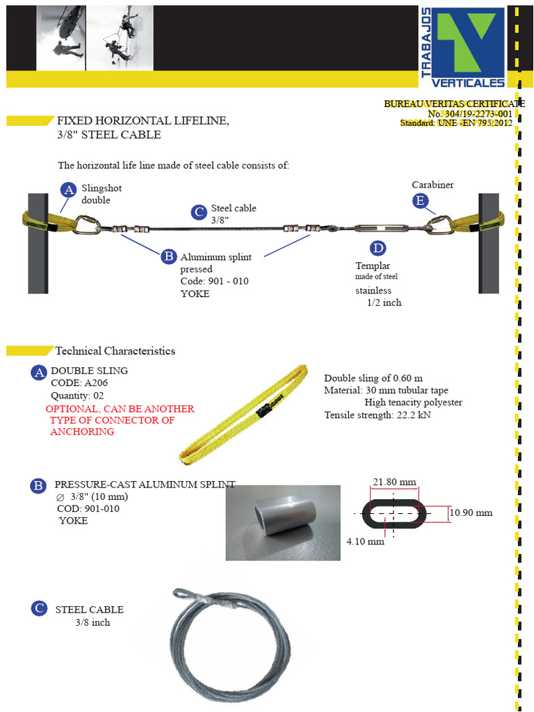 Fixed Horizontal Lifeline of Steel Cable | PDF
