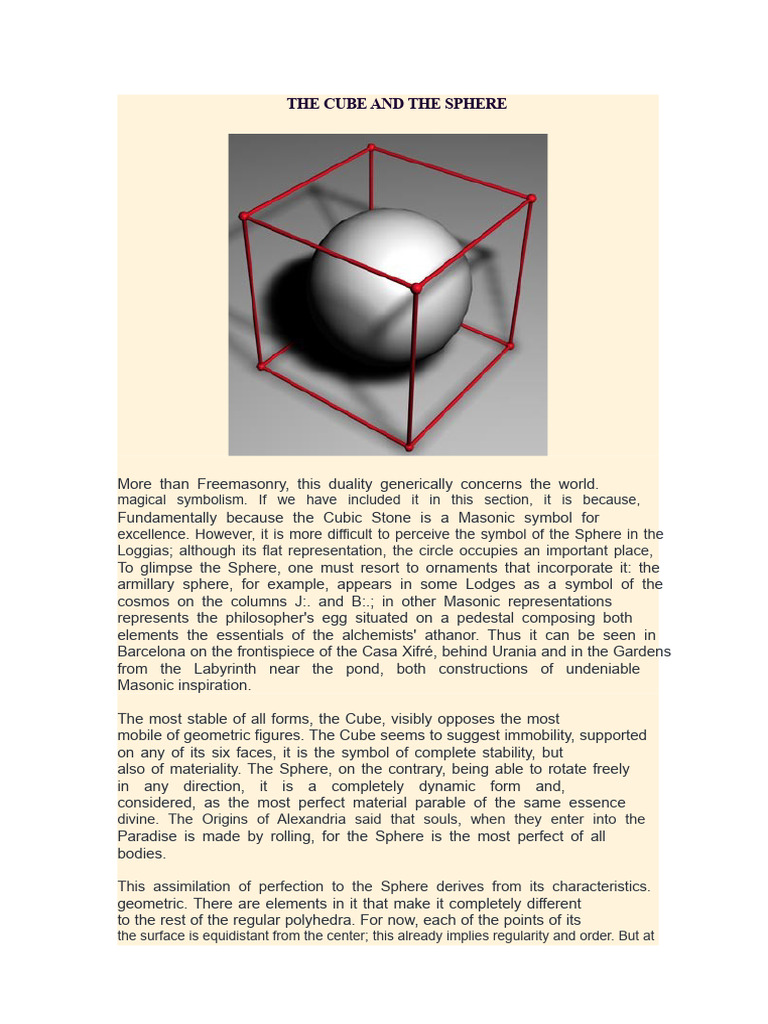 Cube vs. Sphere: Masonic Symbolism | PDF | Sphere | Geometry
