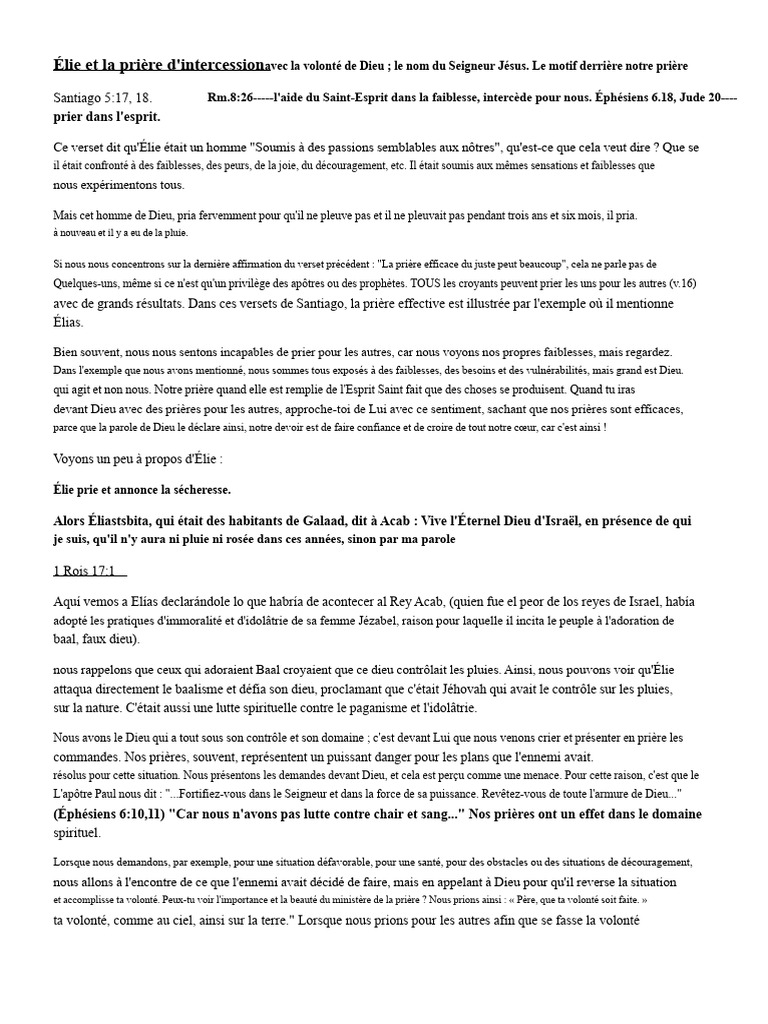 Prière d'intercession : Leçons d'Élie | PDF | Élie | Prière