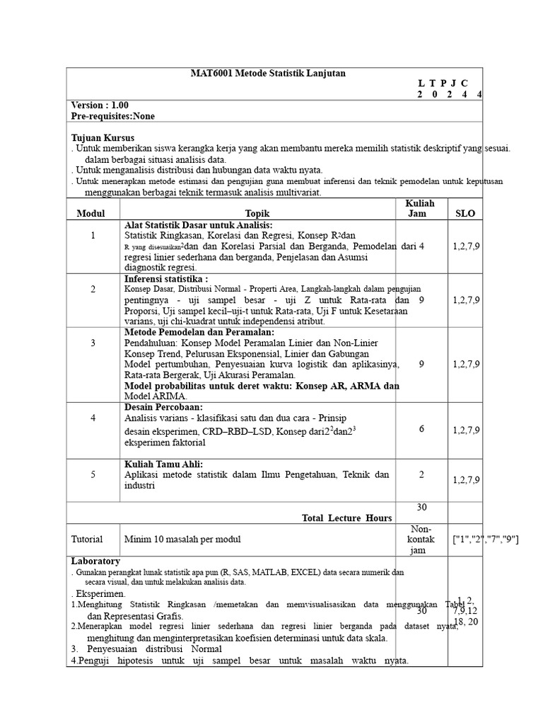 Metode Statistik Lanjutan untuk Analisis Data | PDF