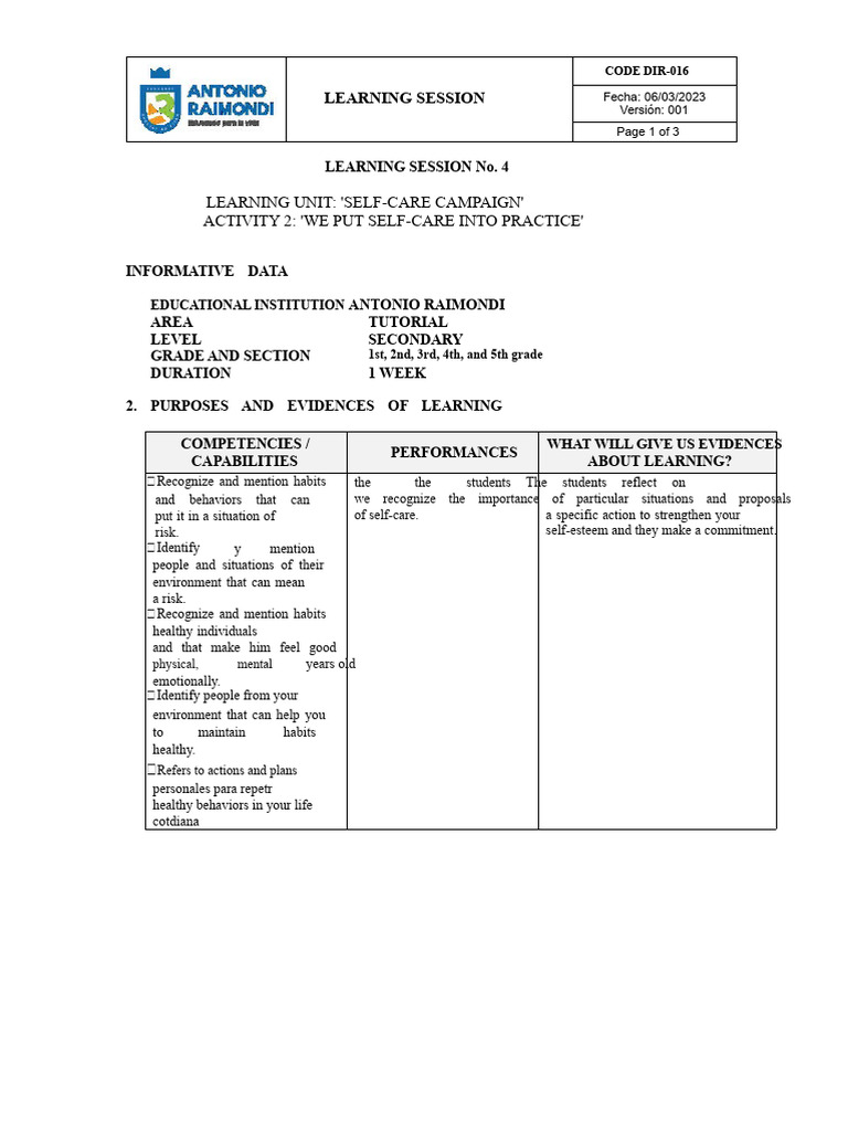 Session 4 - Putting Self-Care Into Practice | PDF | Learning | Self Esteem