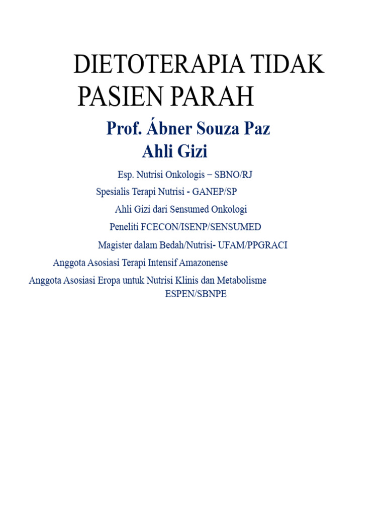 Nutrisi Terapi untuk Pasien Kritis | PDF