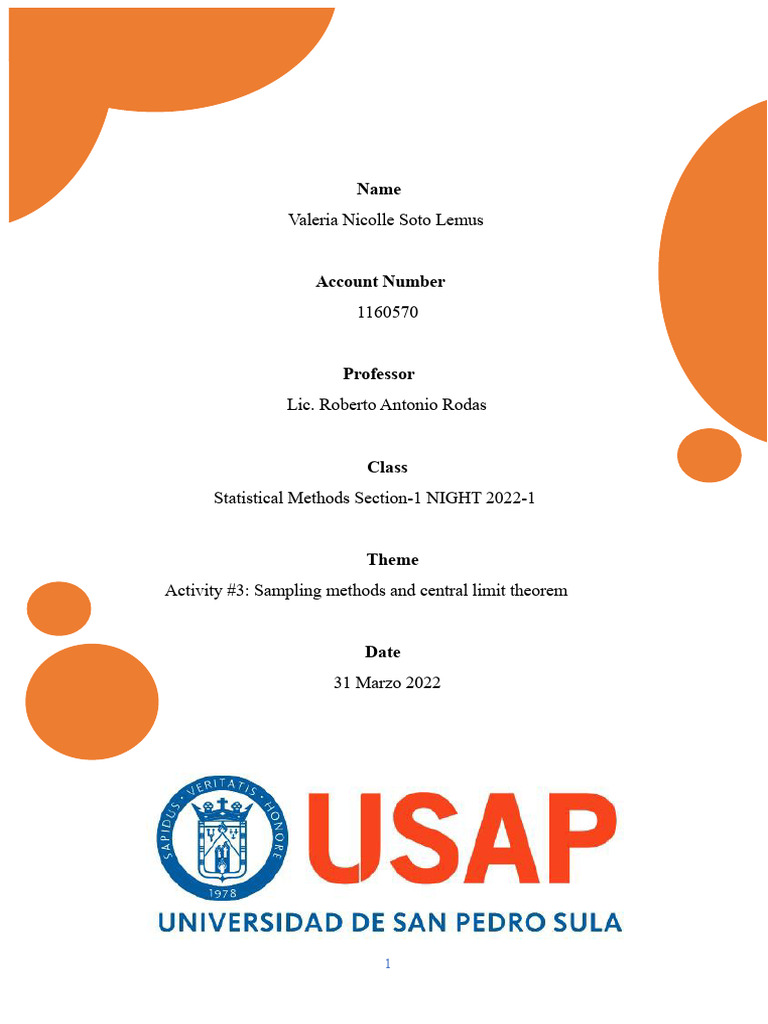 Sampling Methods and Central Limit Theorem | PDF | Sampling (Statistics) | Probability Distribution