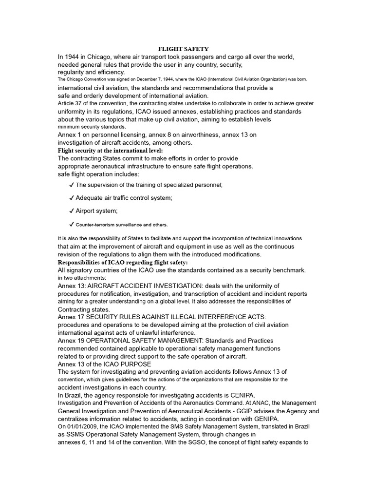 Flight Safety Regulations and Standards | PDF | Aviation Accidents And ...