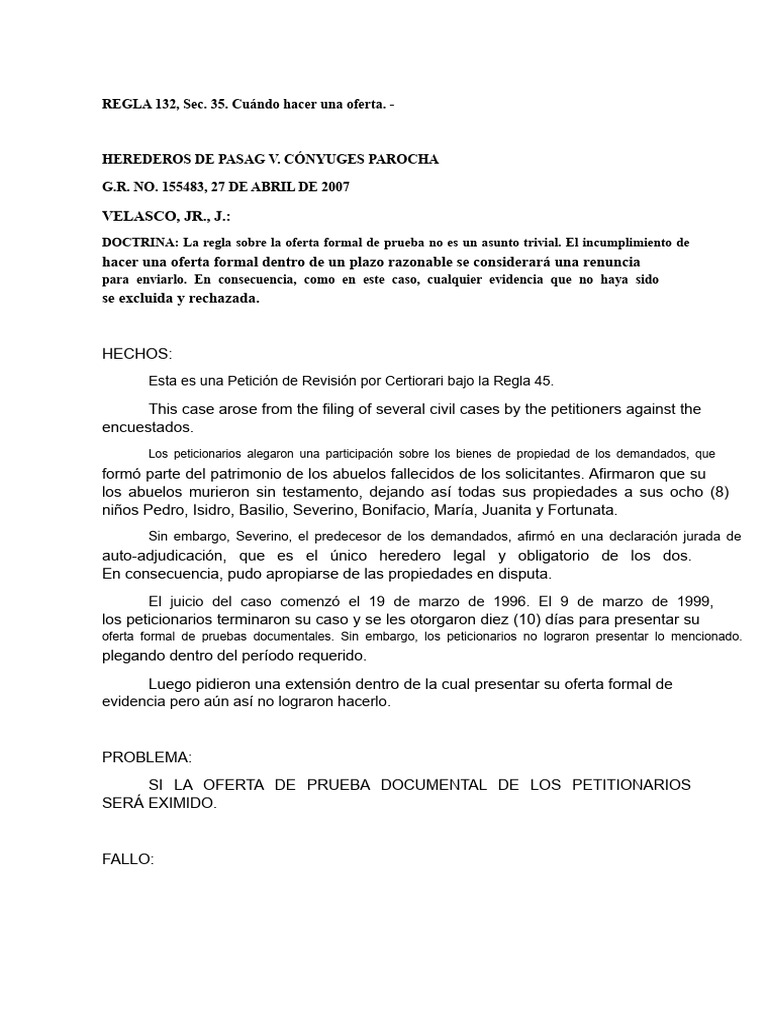 Herederos de Pasag v. Cónyuges Parocha | PDF | Apelación | Judicaturas