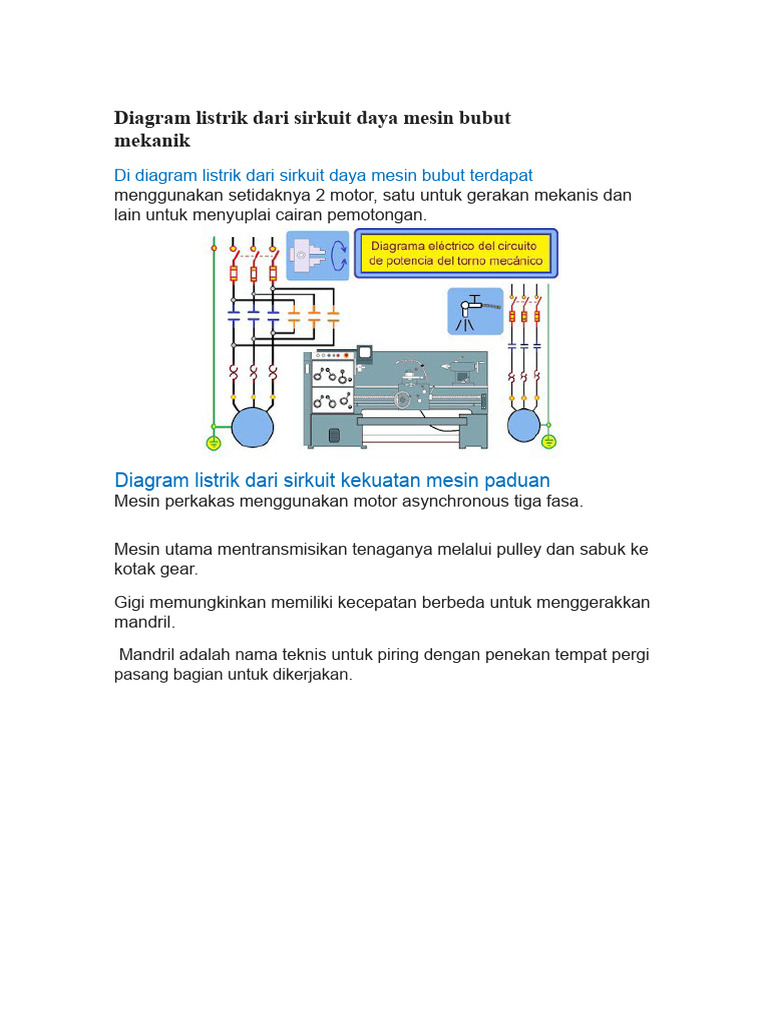 Diagram Listrik Sirkuit Daya Mesin Putar | PDF