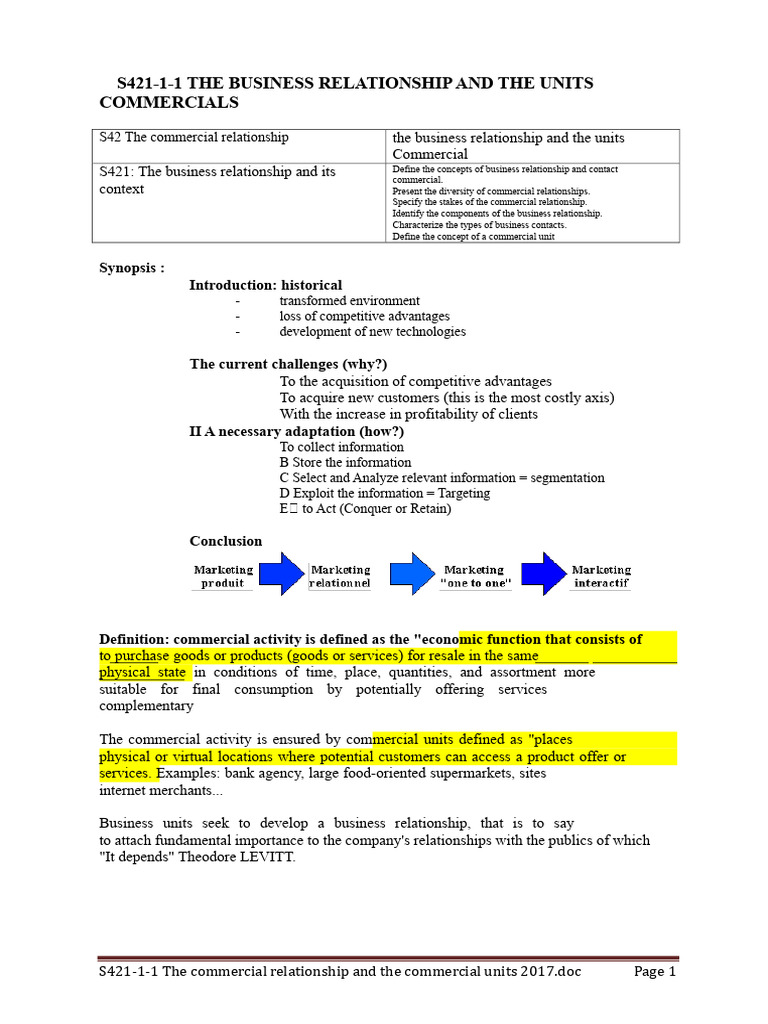 Business Relationships and Commercial Units | PDF | Marketing | Information