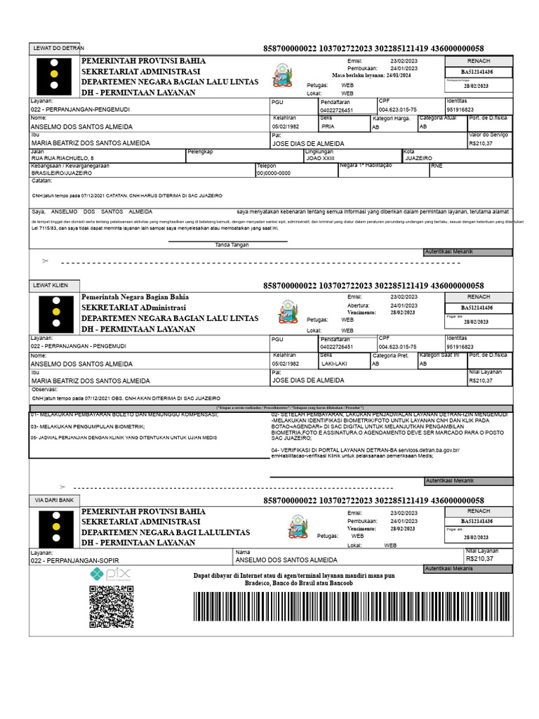 Panduan Pembayaran Detran | PDF