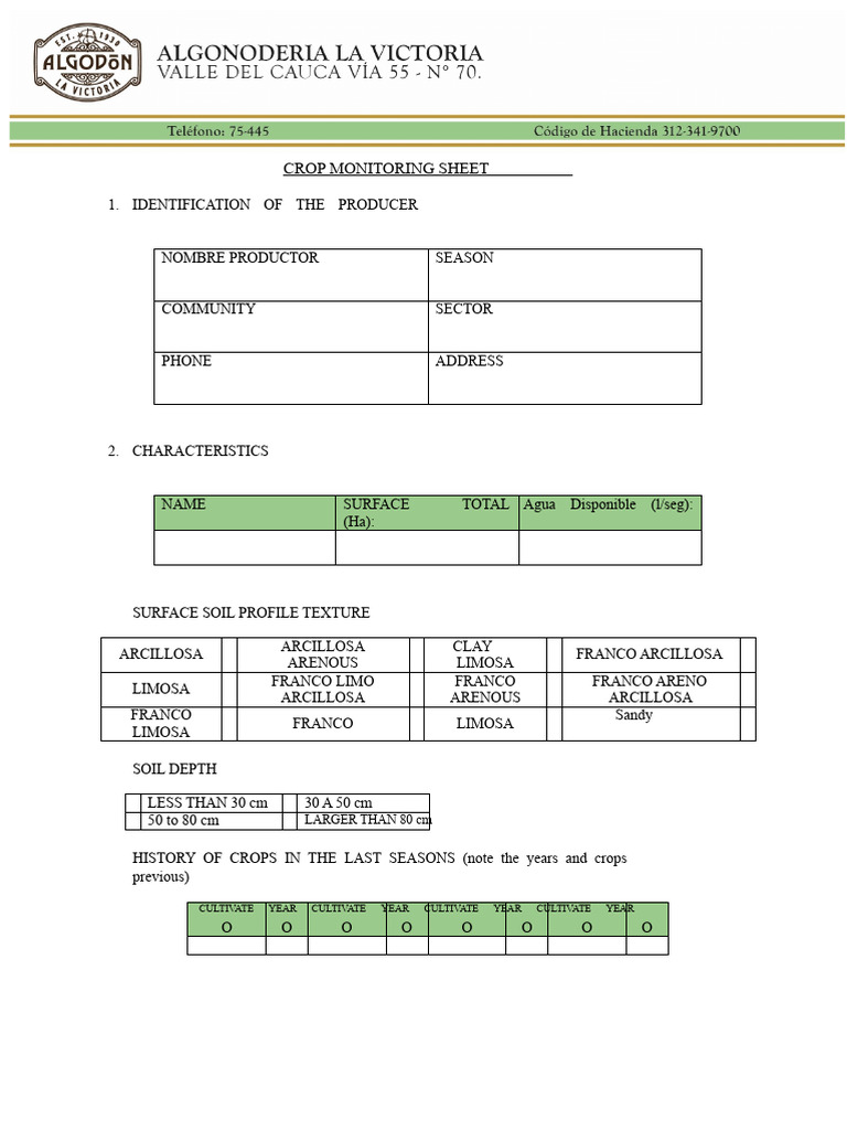 419773709-Crop Monitoring Sheet | PDF | Sowing | Weed