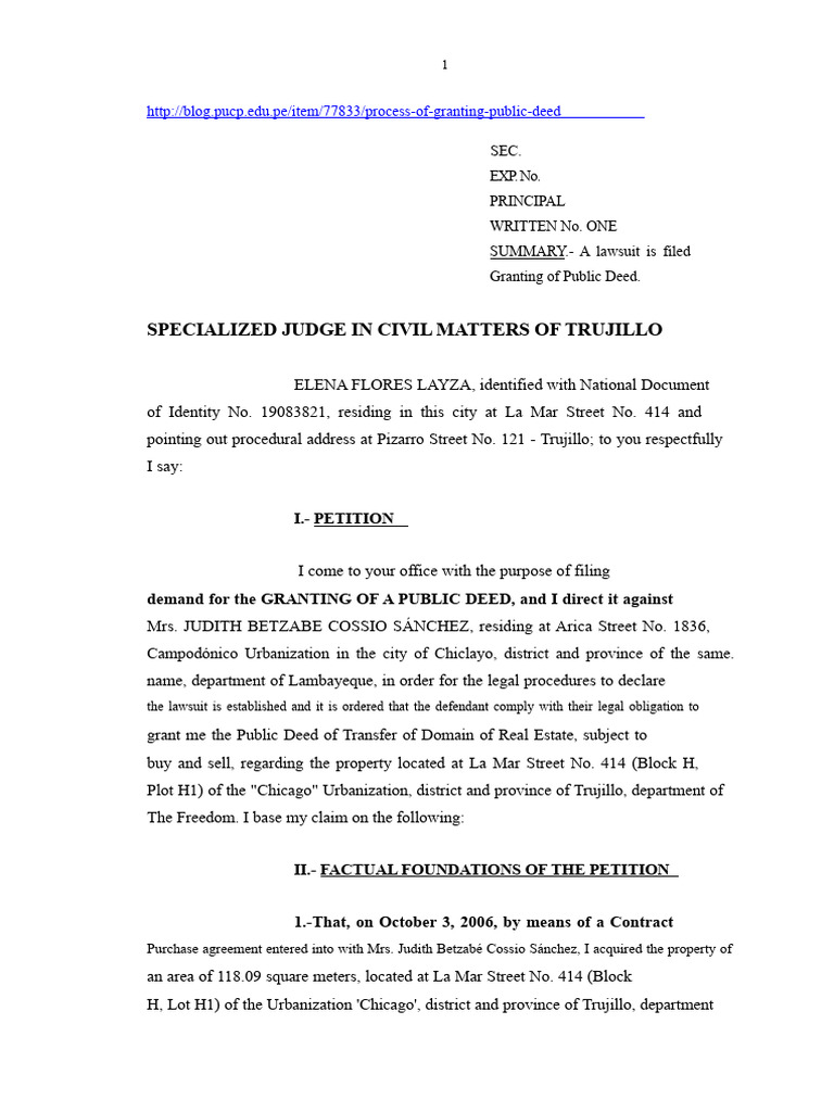 Model Granting of Public Deed. | PDF | Lawsuit | Justice