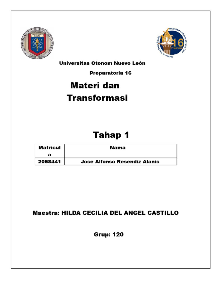 Materi Dan Transformasinya Tahap 1 | PDF