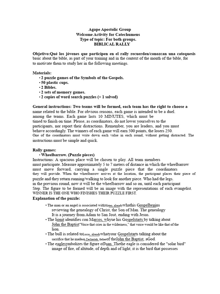 Bible Rally Activities for Youth Groups | PDF | Jesus | Bible