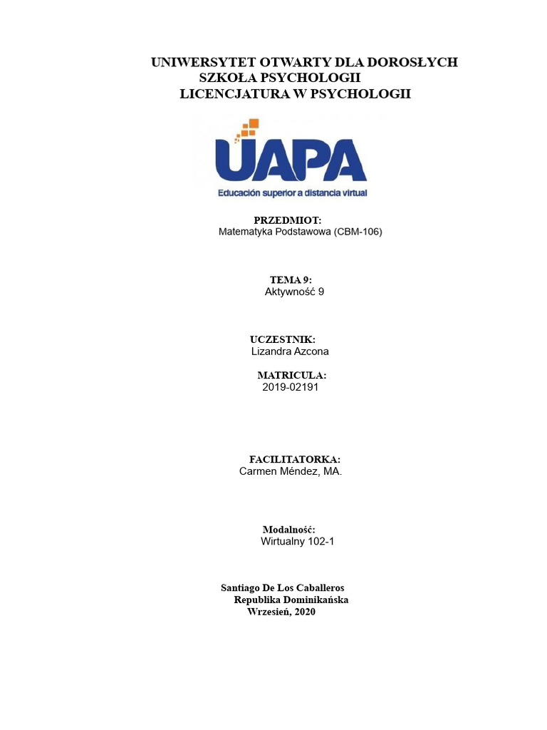 Zadanie 9 - Matematyka podstawowa | PDF