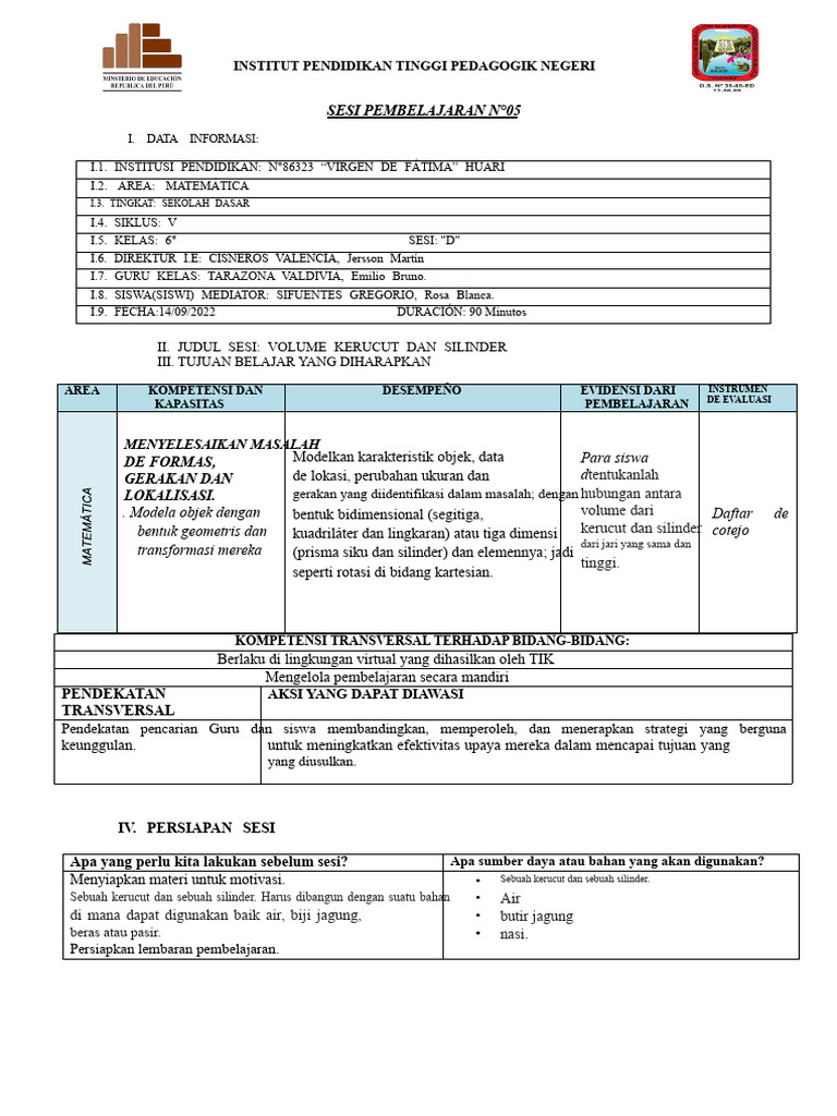 SESI N°05 VOLUME KERUCUT DAN SILINDER | PDF