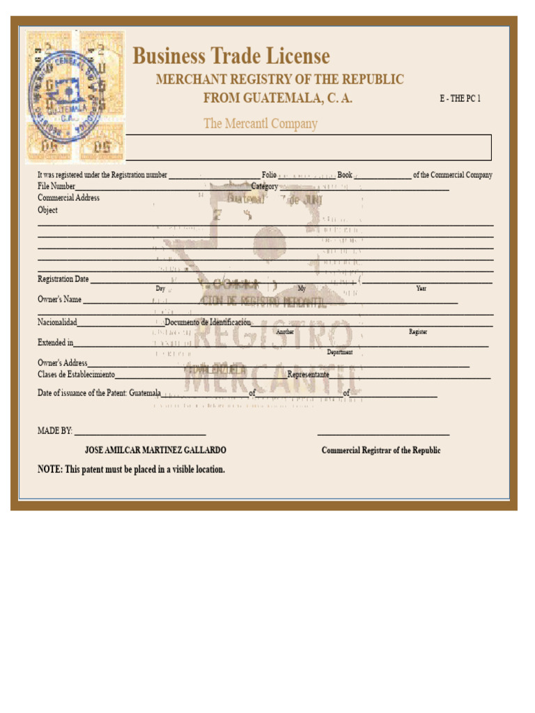 Guatemala Business Trade License Guide | PDF | Directories | Civil Law ...