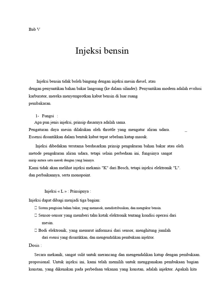 Sistem Injeksi Bensin Modern dan Fungsinya | PDF