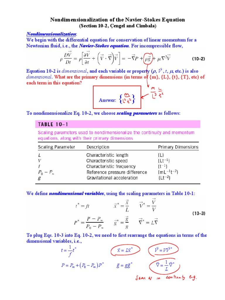 Nondimensionalization of Ns Equation | PDF