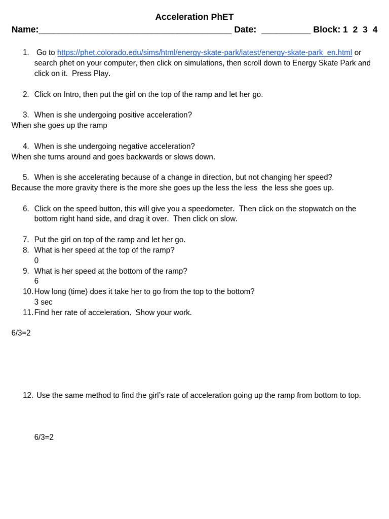 Za'Karia Richardson - Acceleration PHET | PDF