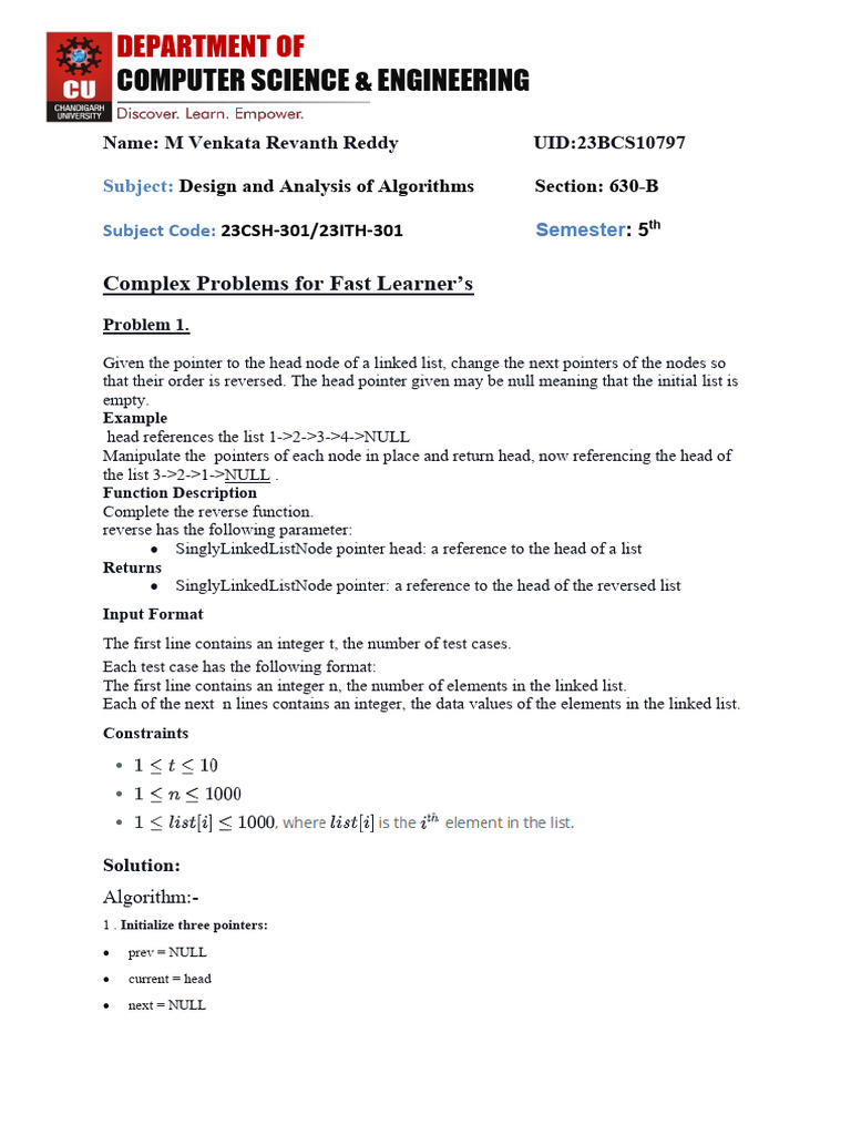 DAA Fast Learners Assignment | PDF | Pointer (Computer Programming) | Computing