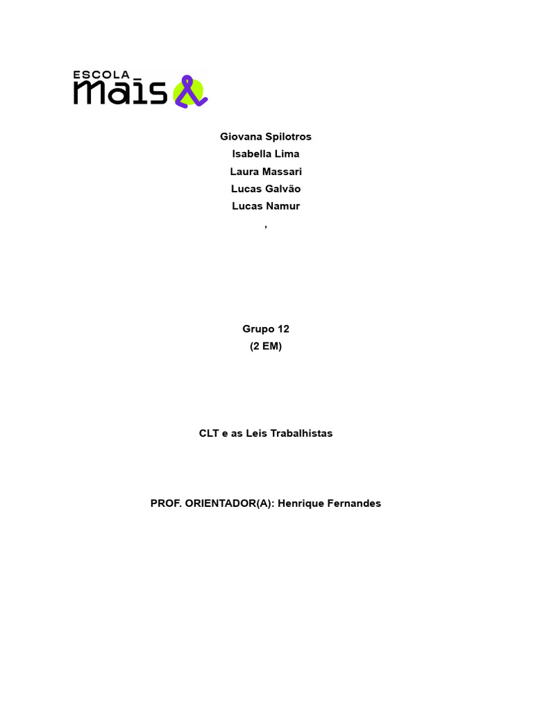 Monografia CLT - Grupo 12 2A | PDF | Salário | Lei Trabalhista