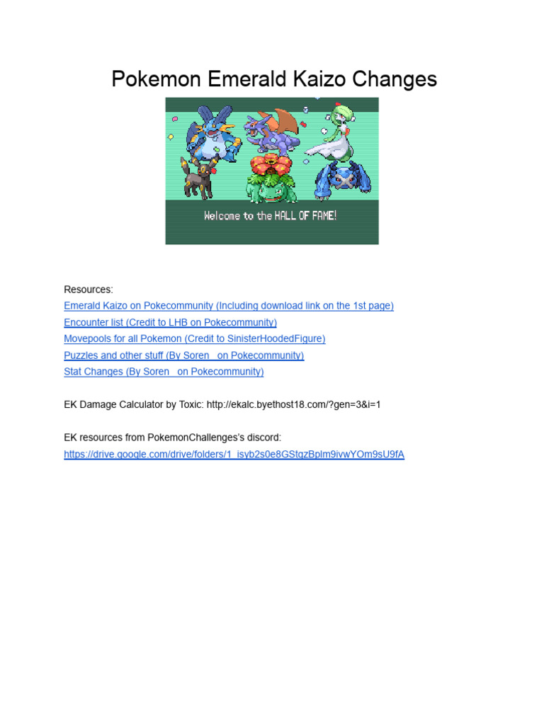 Emerald Kaizo: Key Changes Overview | PDF