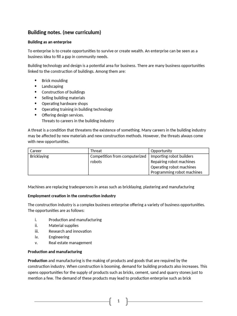 Building Notes New Curriculum | PDF | First Aid | Engineering