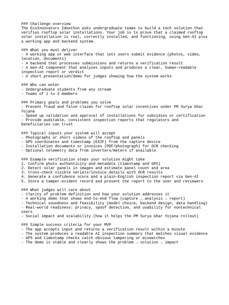 What to Do-Ideathon | PDF | Verification And Validation | Information ...