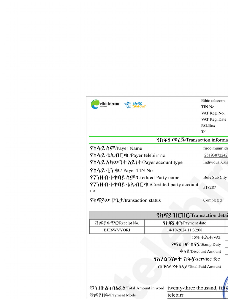 Telebirr - Oromia Tax Collection8 | PDF