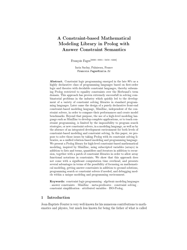 A Constraint-Based Mathematical Modeling Library in Prolog With Answer Constraint Semantics ...