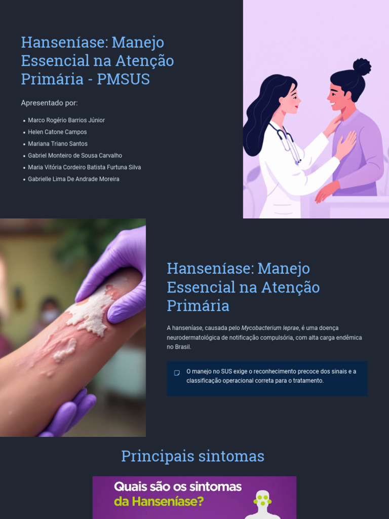 Manejo da Hanseníase na Atenção Primária | PDF | Lepra | Doenças e ...