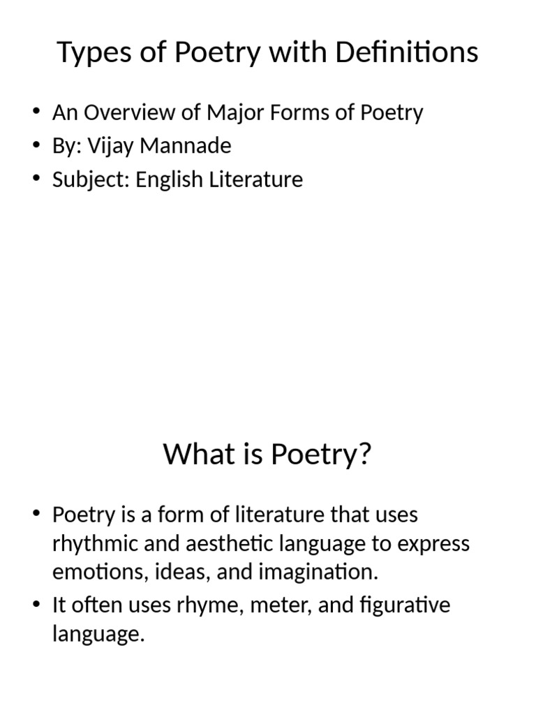 Types of Poetry With Definitions | PDF