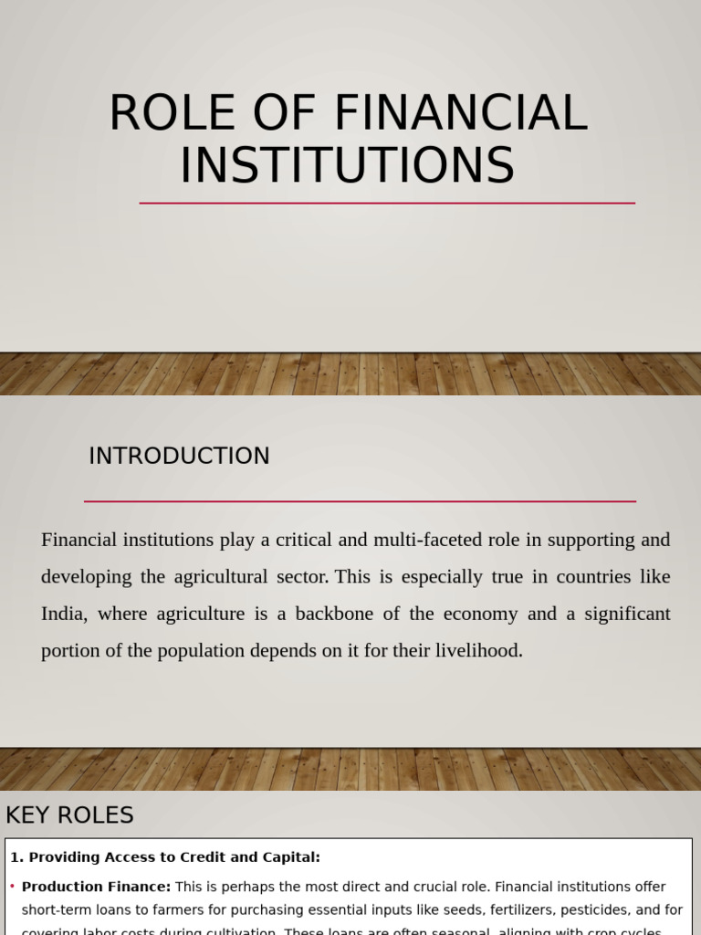 Role of Financial Institutions | PDF | Agriculture | Financial Inclusion