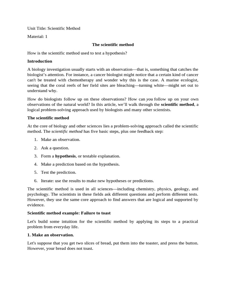 The Scientific Method | PDF | Hypothesis | Scientific Method