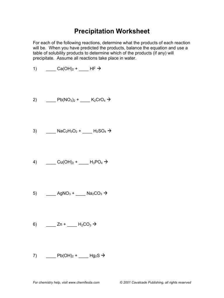6-9sci Chem Precipitation Questions | PDF