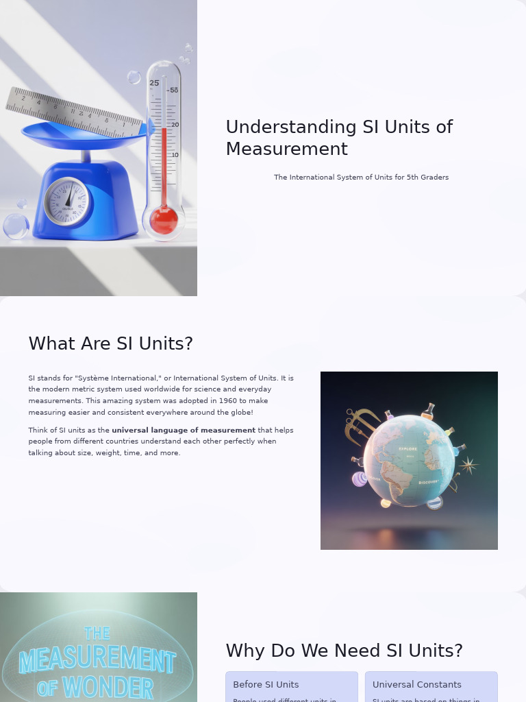 SI Units: A Guide for 5th Graders | PDF | International System Of Units ...