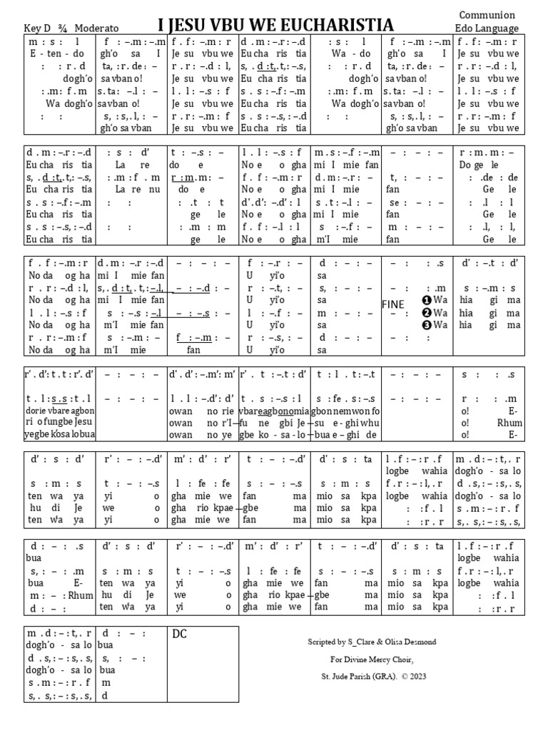 I Jesu Vbu We Eucharistia (M S L) Rescripted | PDF