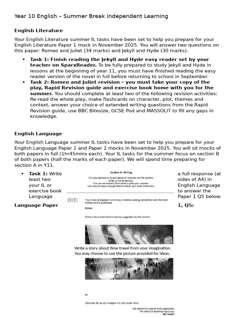 Y10 Summer IL 2025 | PDF