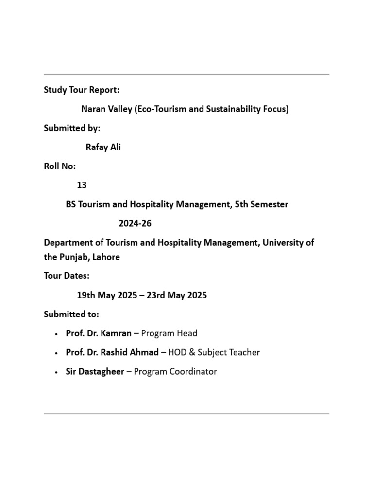 Study Tour Report Expanded | PDF | Tourism | Physical Geography